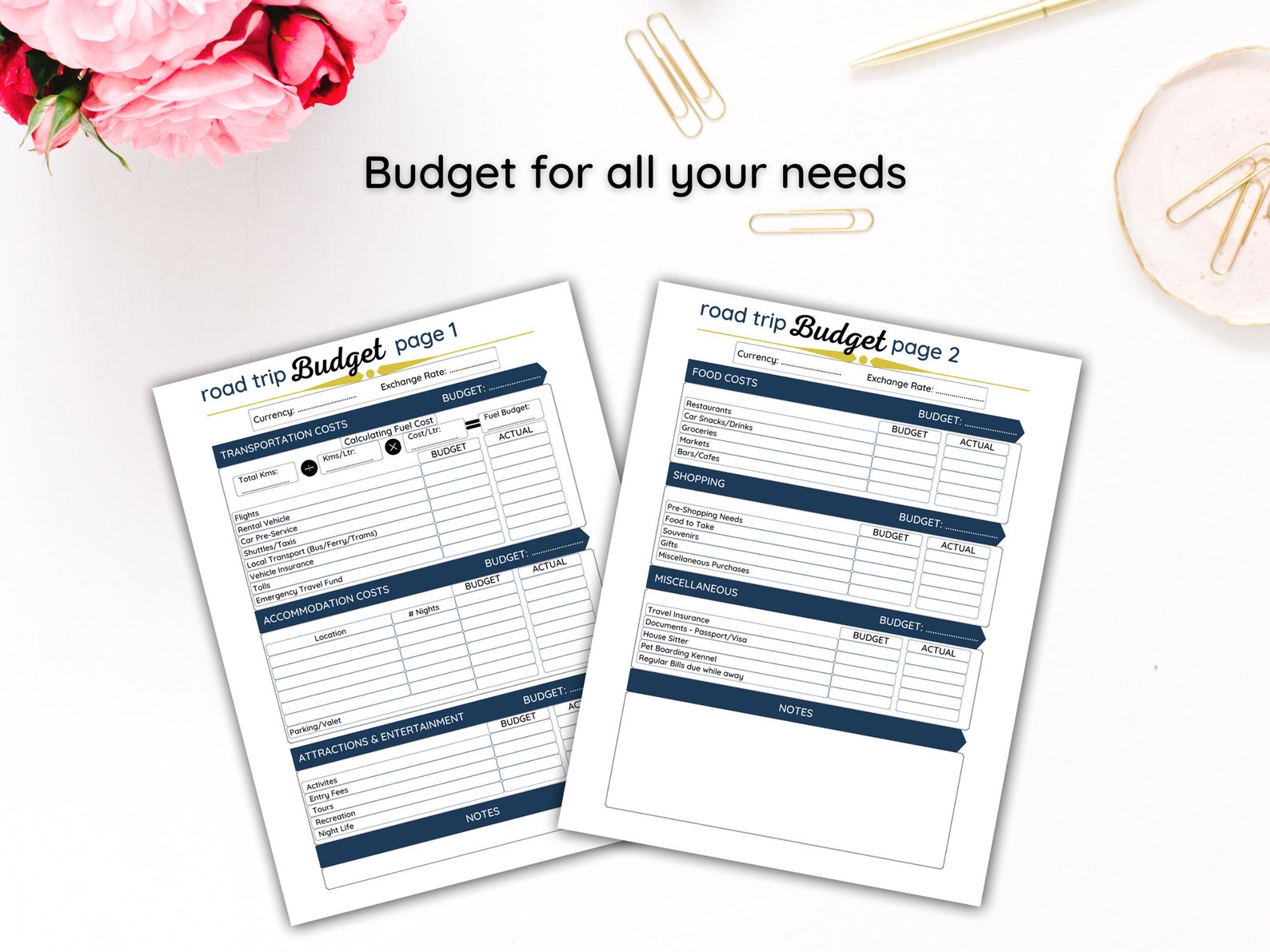 Road Trip BUDGET PLANNER / Road Trip Holiday Budget / Editable | Etsy