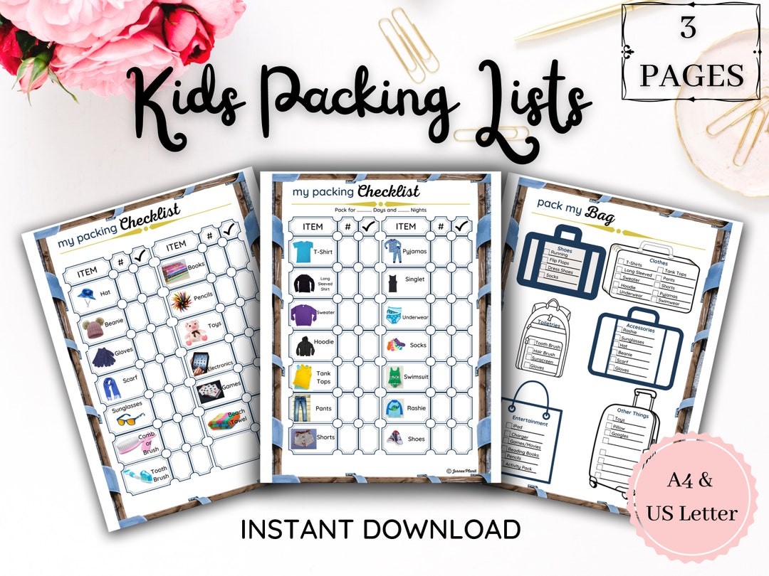 KIDS Travel PACKING LIST / Holiday / Vacation / Road Trip Packing ...