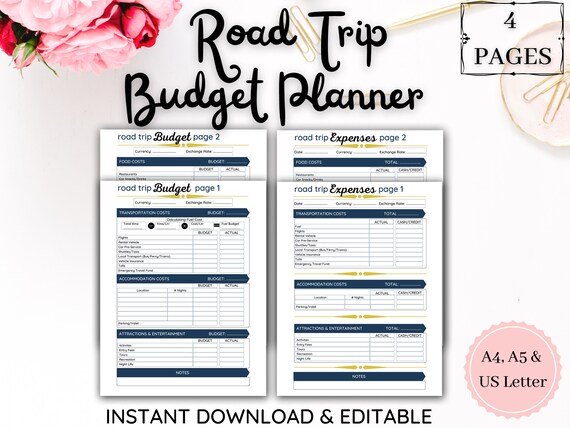Road Trip BUDGET PLANNER / Road Trip Holiday Budget / Editable | Etsy