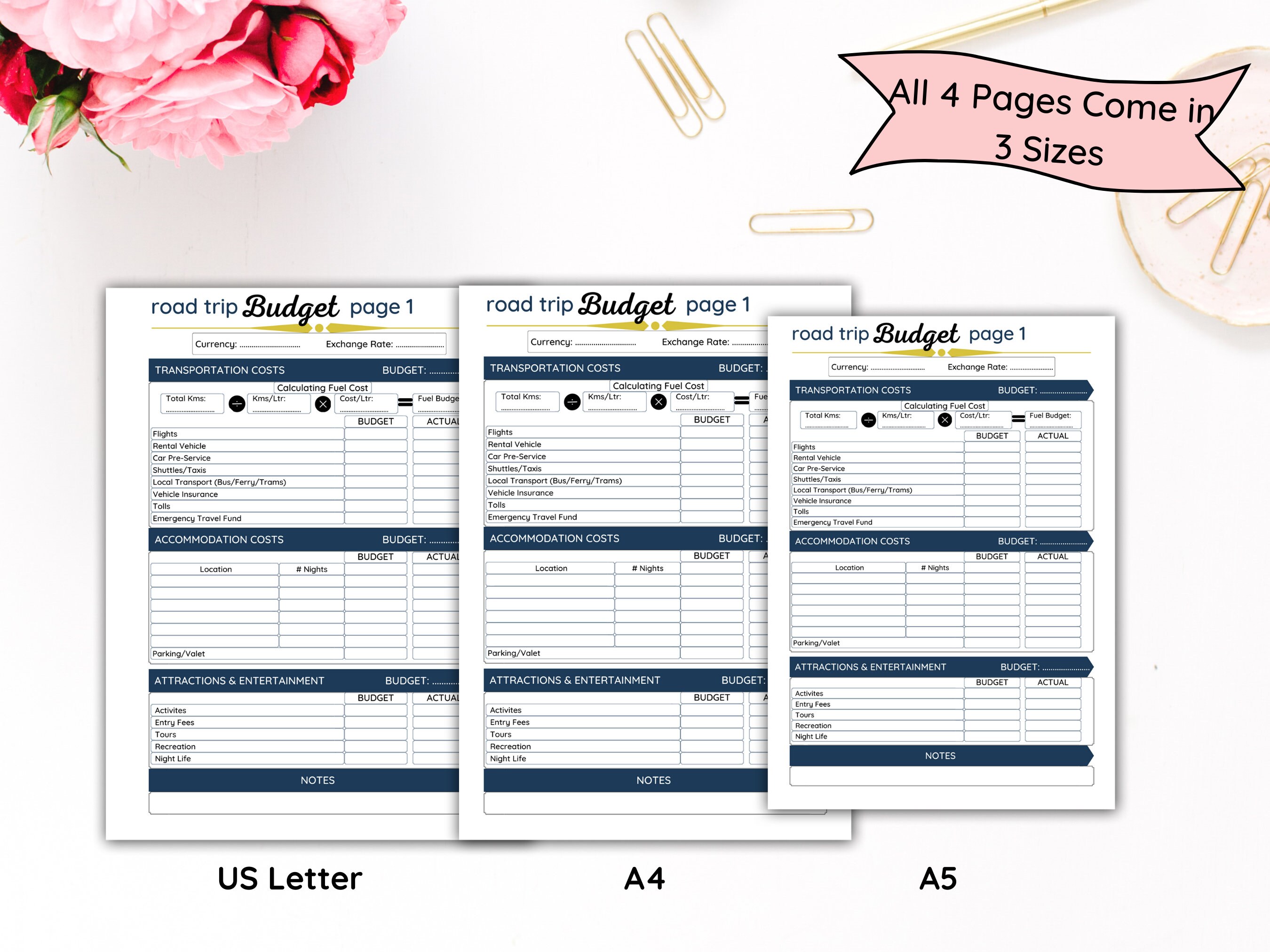 Road Trip BUDGET PLANNER / Road Trip Holiday Budget / Editable Pages ...