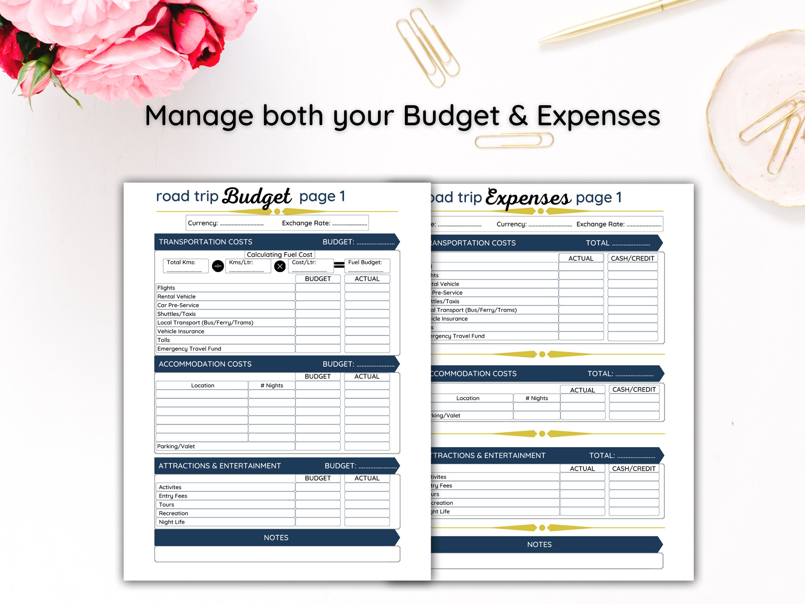 Road Trip BUDGET PLANNER / Road Trip Holiday Budget / Editable Pages ...