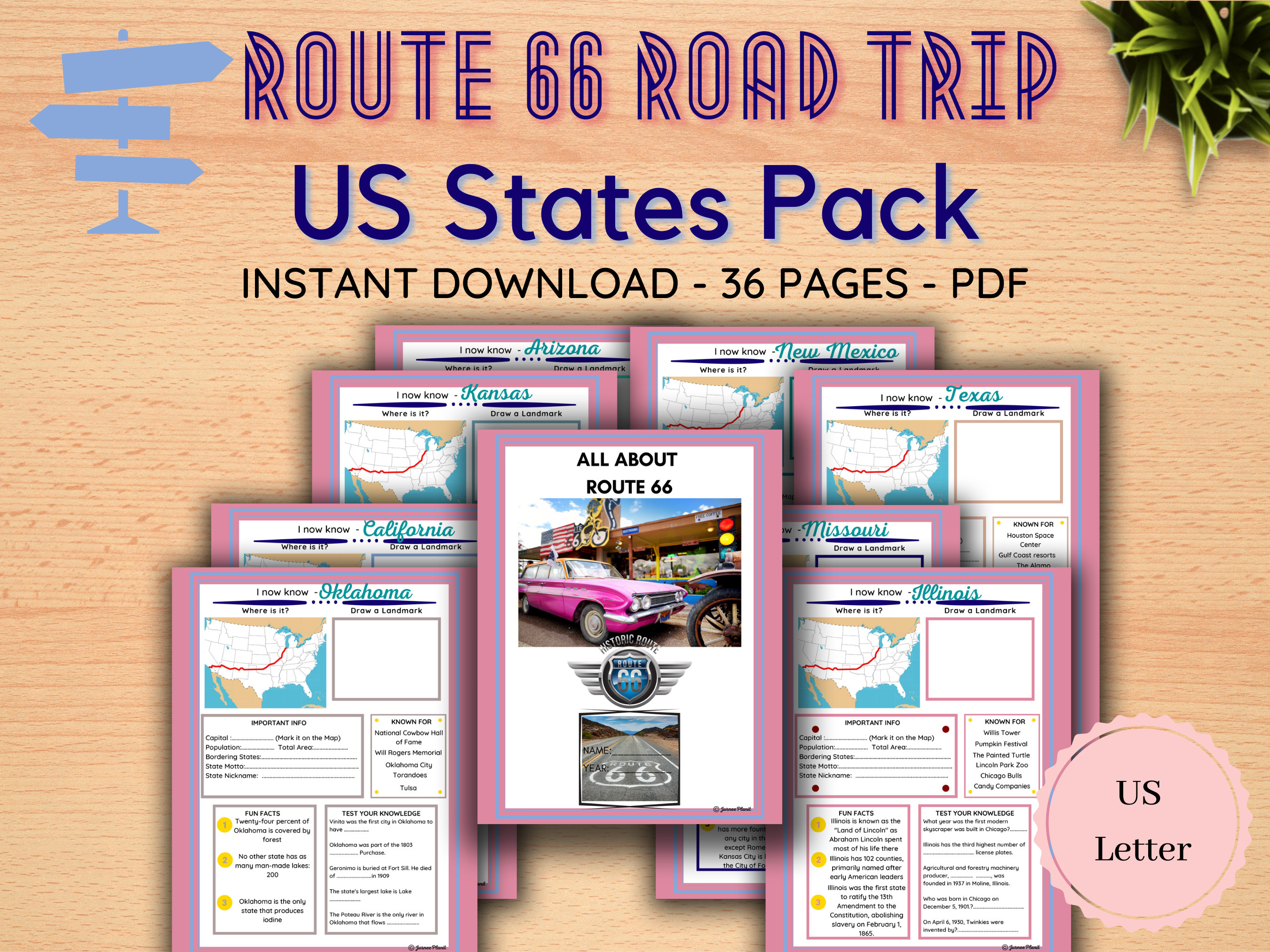 Route 66 States ACTIVITY PACK / Road Trip Travel Activities ...