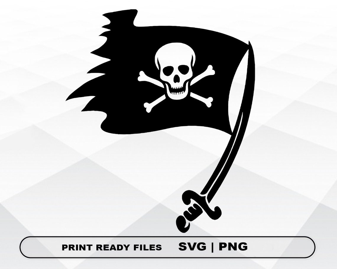 Pirate Flag SVG and PNG Files Clipart, Pirate Flag Print SVG, Digital ...
