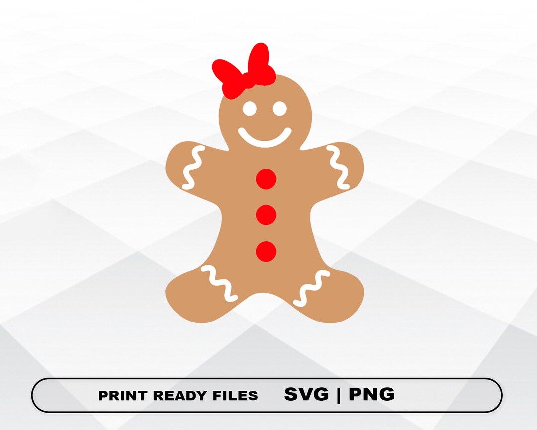 Gingerbread Christmas SVG and PNG Files Clipart, Gingerbread Print SVG ...