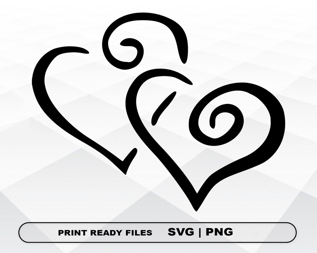 Couple of Hearts SVG and PNG Files Clipart, Love Heart Print SVG ...