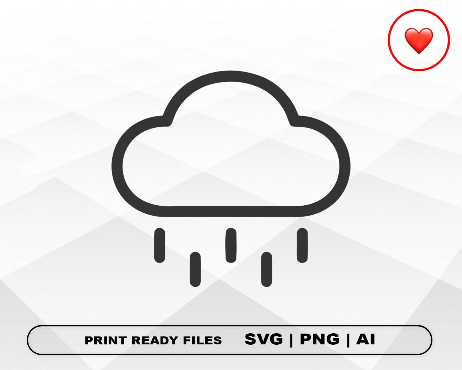 Rain Cloud SVG and PNG Files Clipart Rain Cloud Print Ai and - Etsy