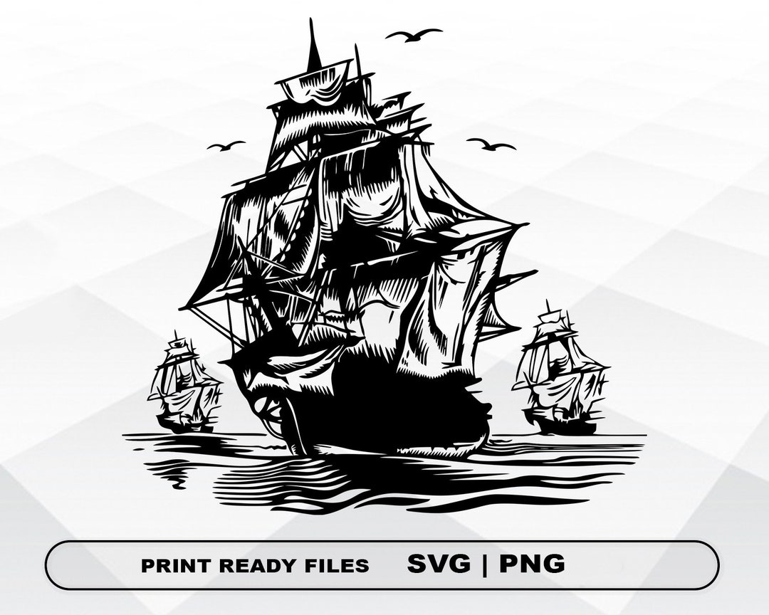 Ship Frigate SVG and PNG Files Clipart, Ship Frigate Print SVG, Digital ...