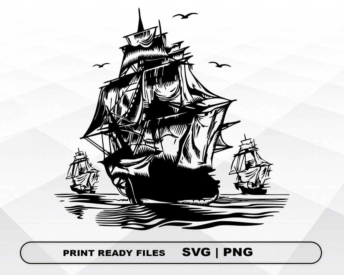 Ship Frigate SVG and PNG Files Clipart Ship Frigate Print - Etsy