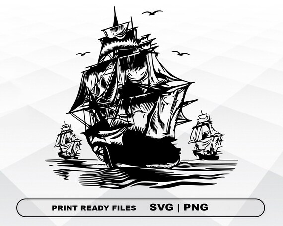 Ship Frigate SVG and PNG Files Clipart Ship Frigate Print - Etsy