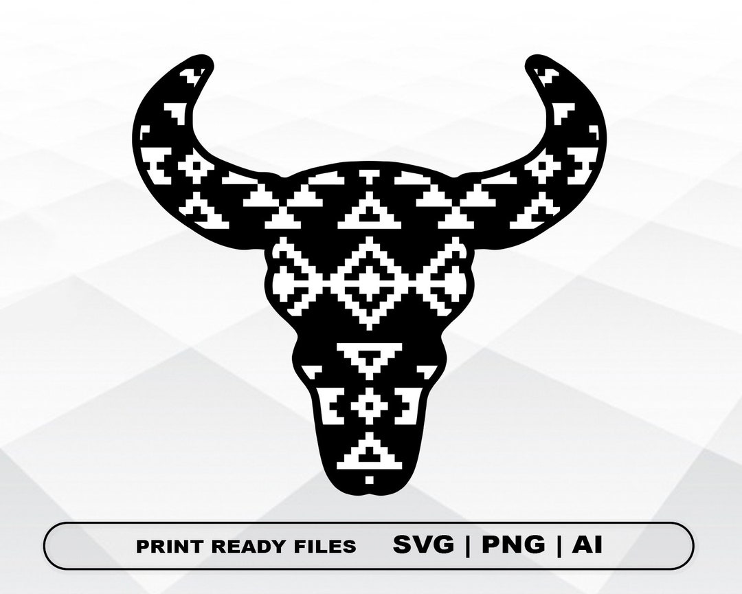 Cow Skull With Aztec Pattern Farmhouse Svg and PNG Files Clipart, Print ...