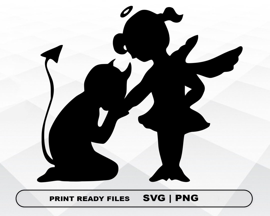 Angel Demon SVG and PNG Files Clipart, Angel Demon Print SVG, Digital ...