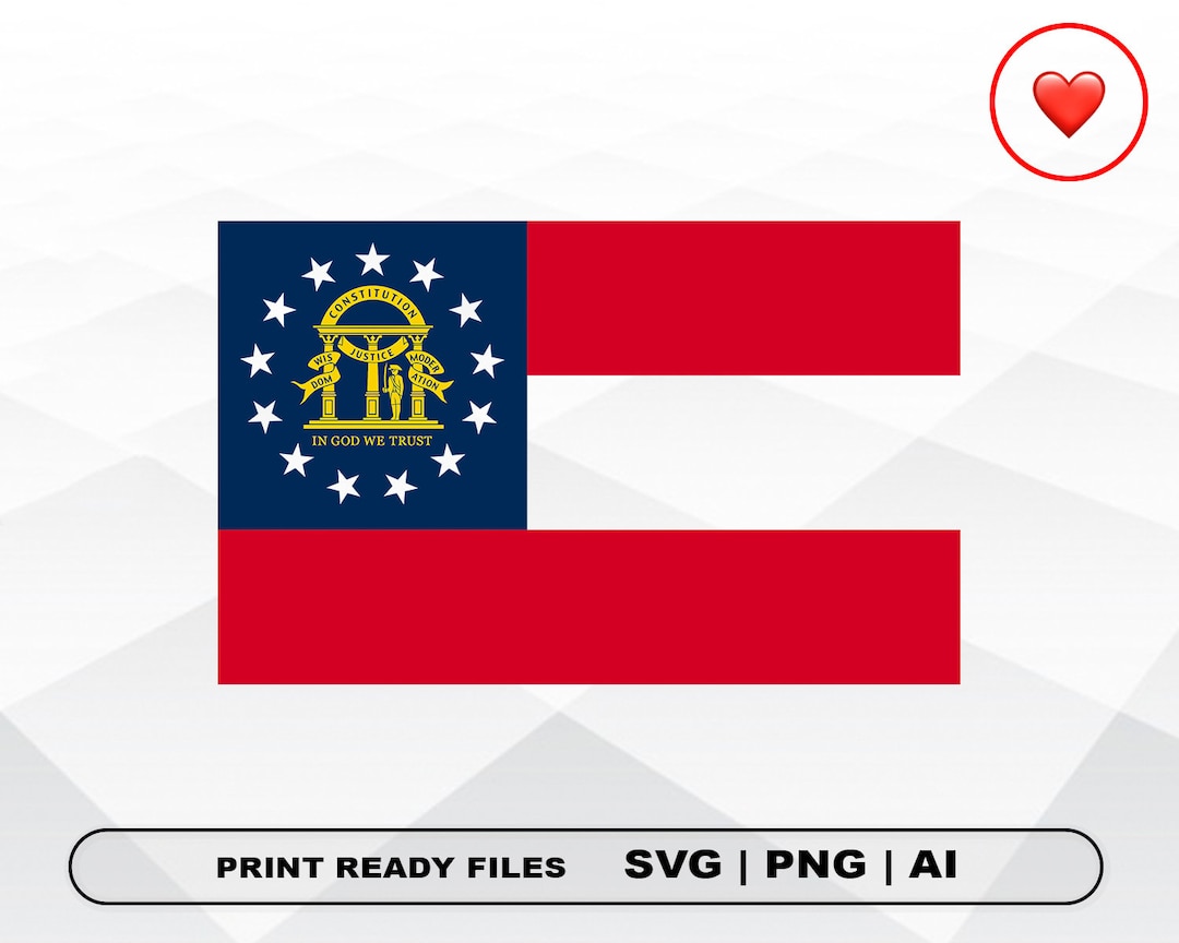 Georgia Flag Svg and PNG Files Clipart, Georgia State Flag Print Ai and ...
