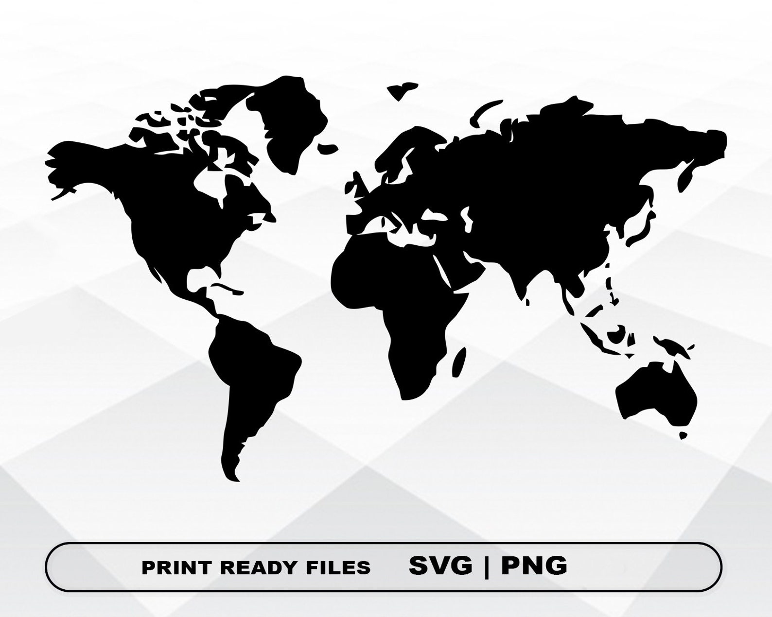 World Map SVG and PNG Files Clipart, Continents Print SVG, Digital ...