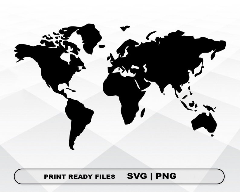 World Map SVG and PNG Files Clipart, Continents Print SVG, Digital ...