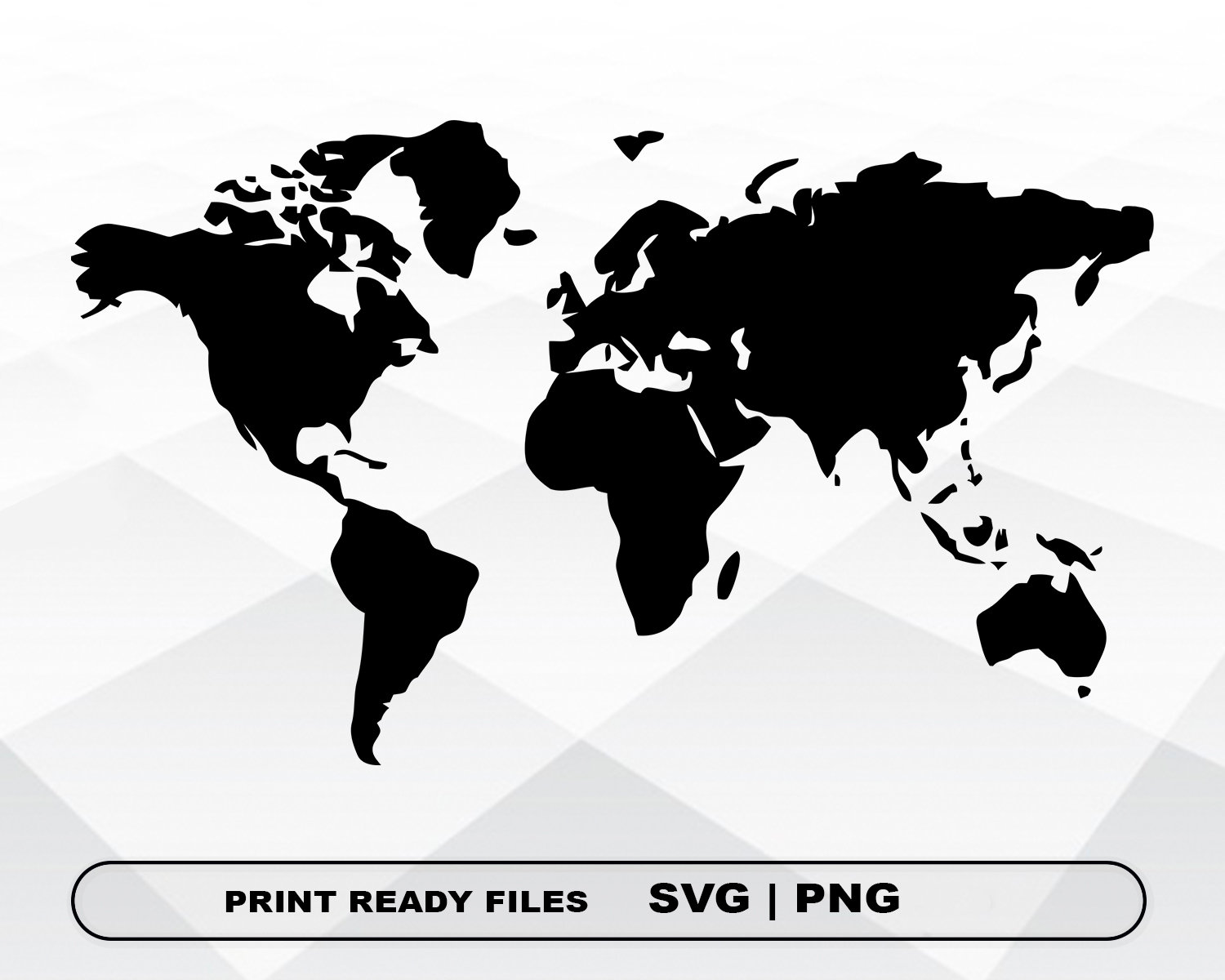 World Map SVG and PNG Files Clipart Continents Print SVG - Etsy