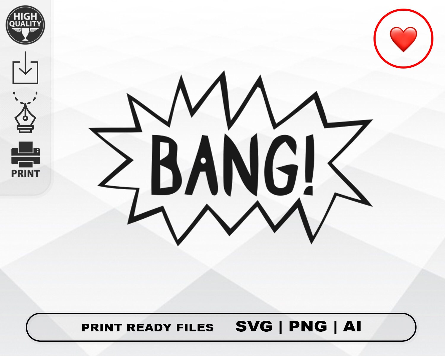 Bang SVG and PNG Files Clipart Bang Print Ai and SVG Digital | Etsy