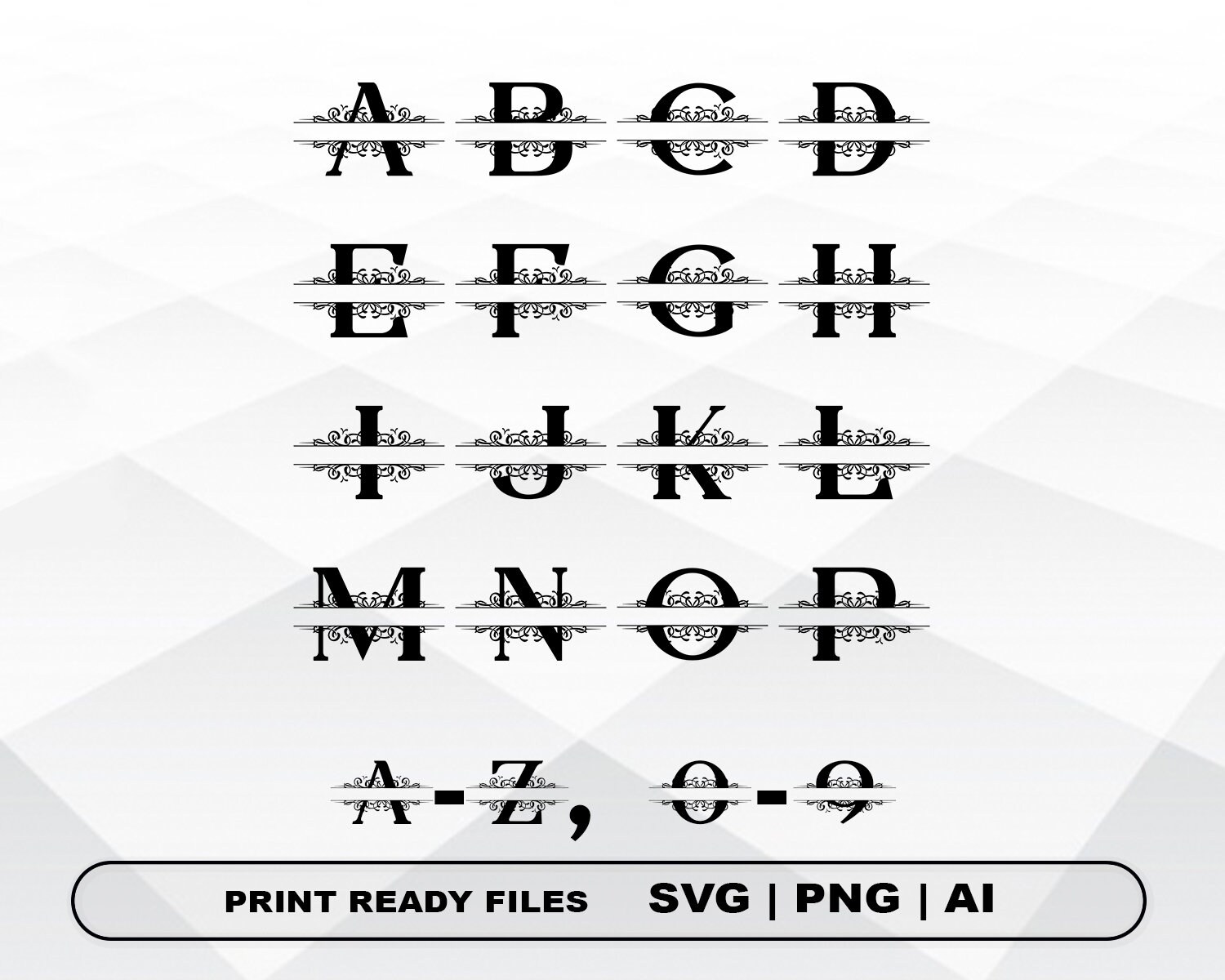 Split Monogram SVG/PNG Split Monogram Frame Alphabet Cricut - Etsy