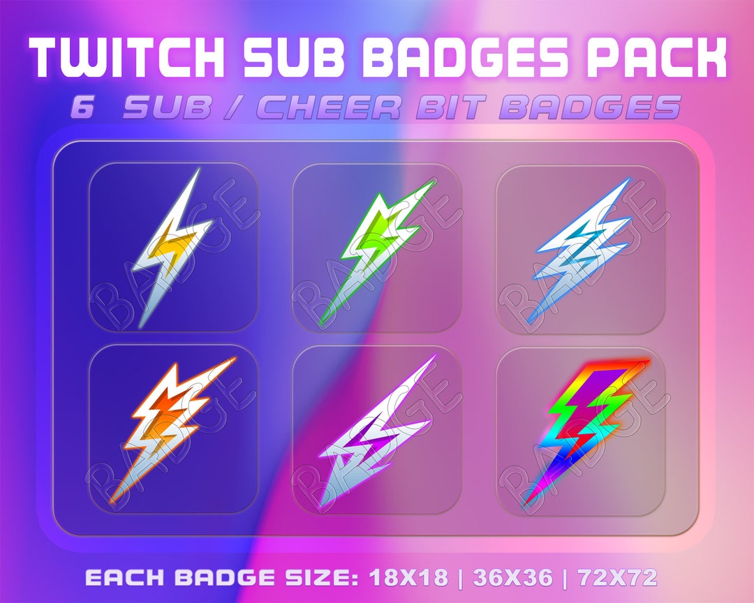 Lightning Thunder 6 Sub/bit Twitch Badges With Instant Download. Twitch ...