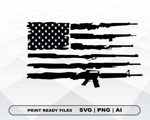 USA Distressed Gun Rifles Flag Print SVG Png Files Clipart - Etsy