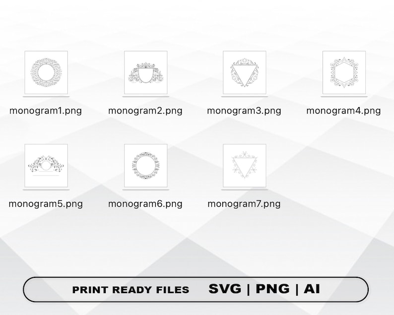 7 Monogram SVG Monogram Frame SVG Digital Frame Monogram - Etsy