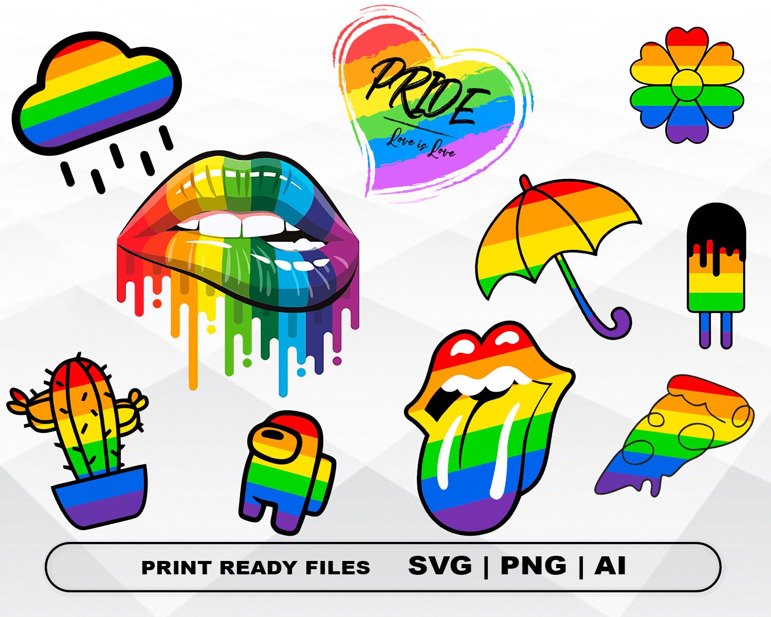 Pack of LGBTQ SVG 10 Files Svg File Png Files Clipart - Etsy
