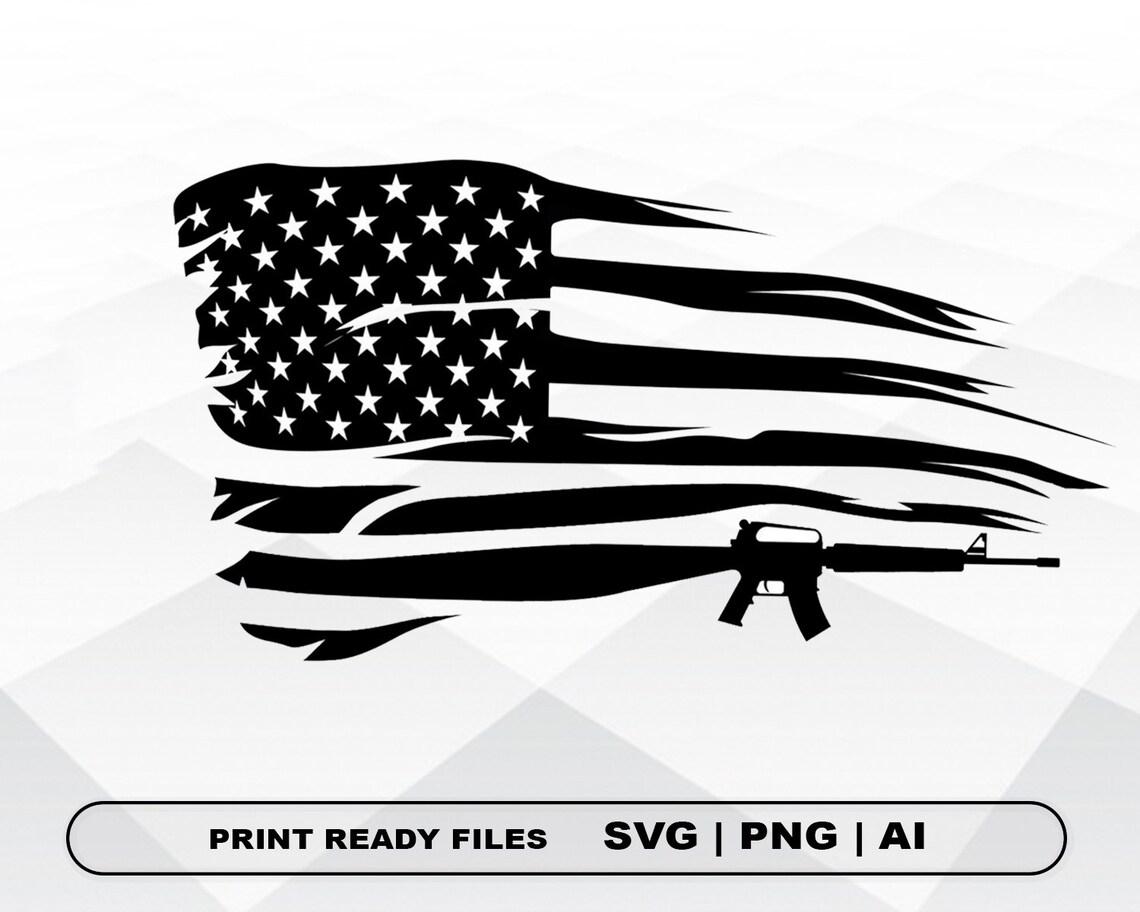 Distressed Gun Rifles USA Flag SVG Png Ai Files USA Flag | Etsy