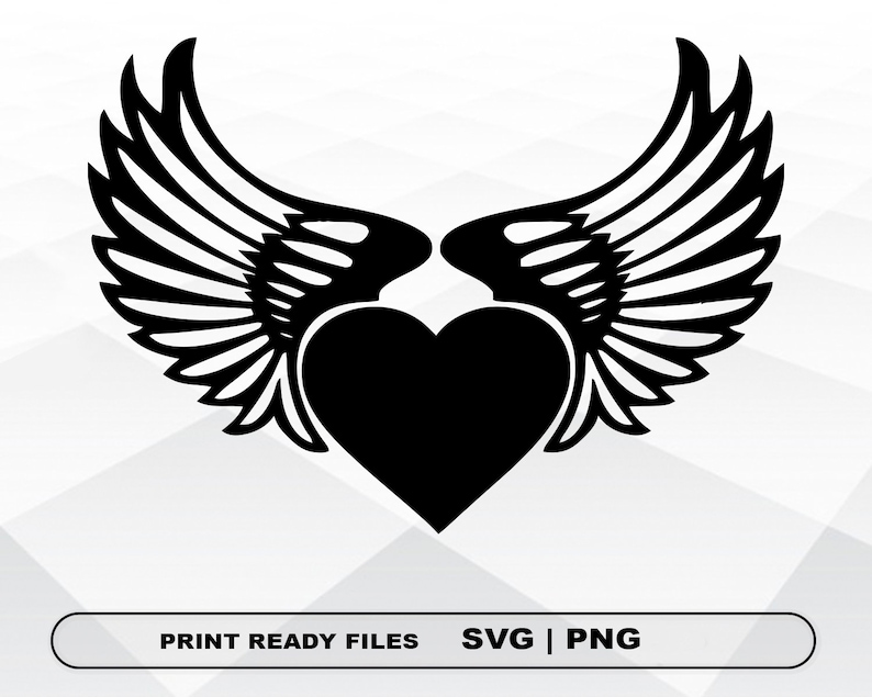 Heart With Wings SVG and PNG Files Clipart Heart Print SVG - Etsy