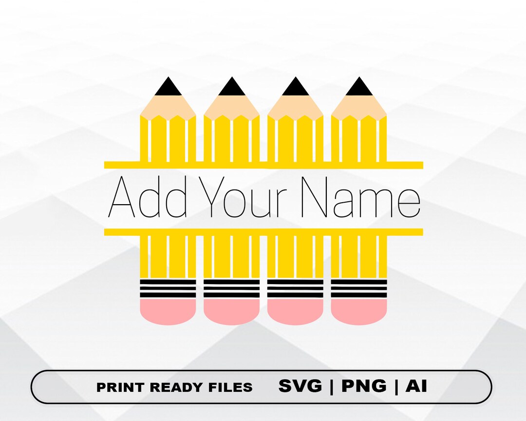 Pencil Name Frame SVG, Teacher SVG, Files Clipart, Print Ai and Svg ...