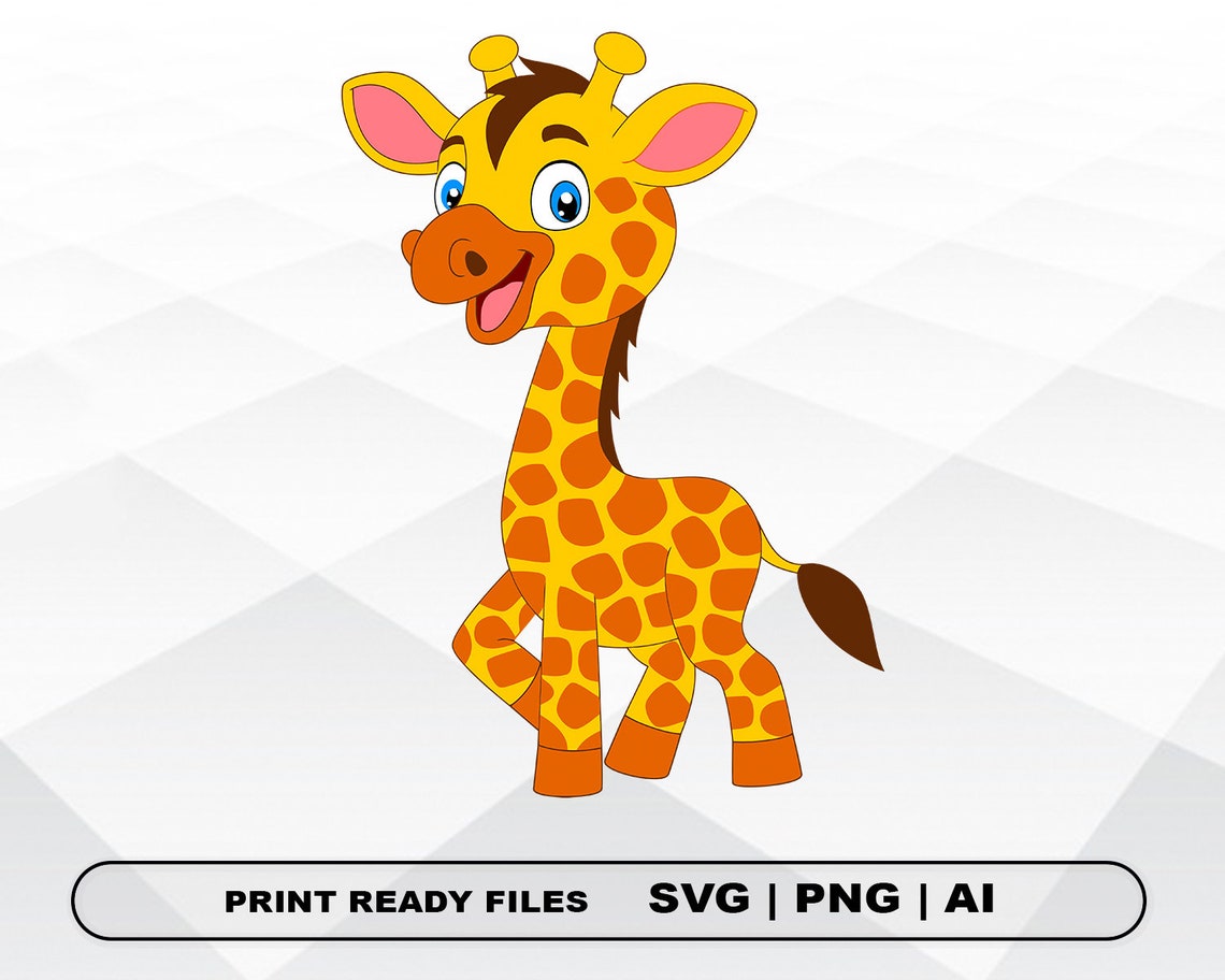 Cute Baby Giraffe SVG Files Clipart Print Ai and Svg Png | Etsy