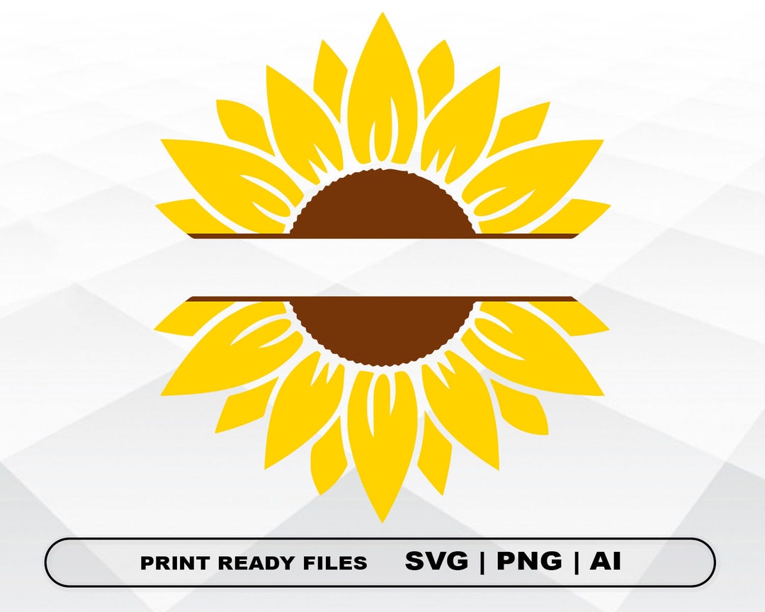 Sunflower Split Monogram SVG, Sunflower Frame SVG, Digital Download ...