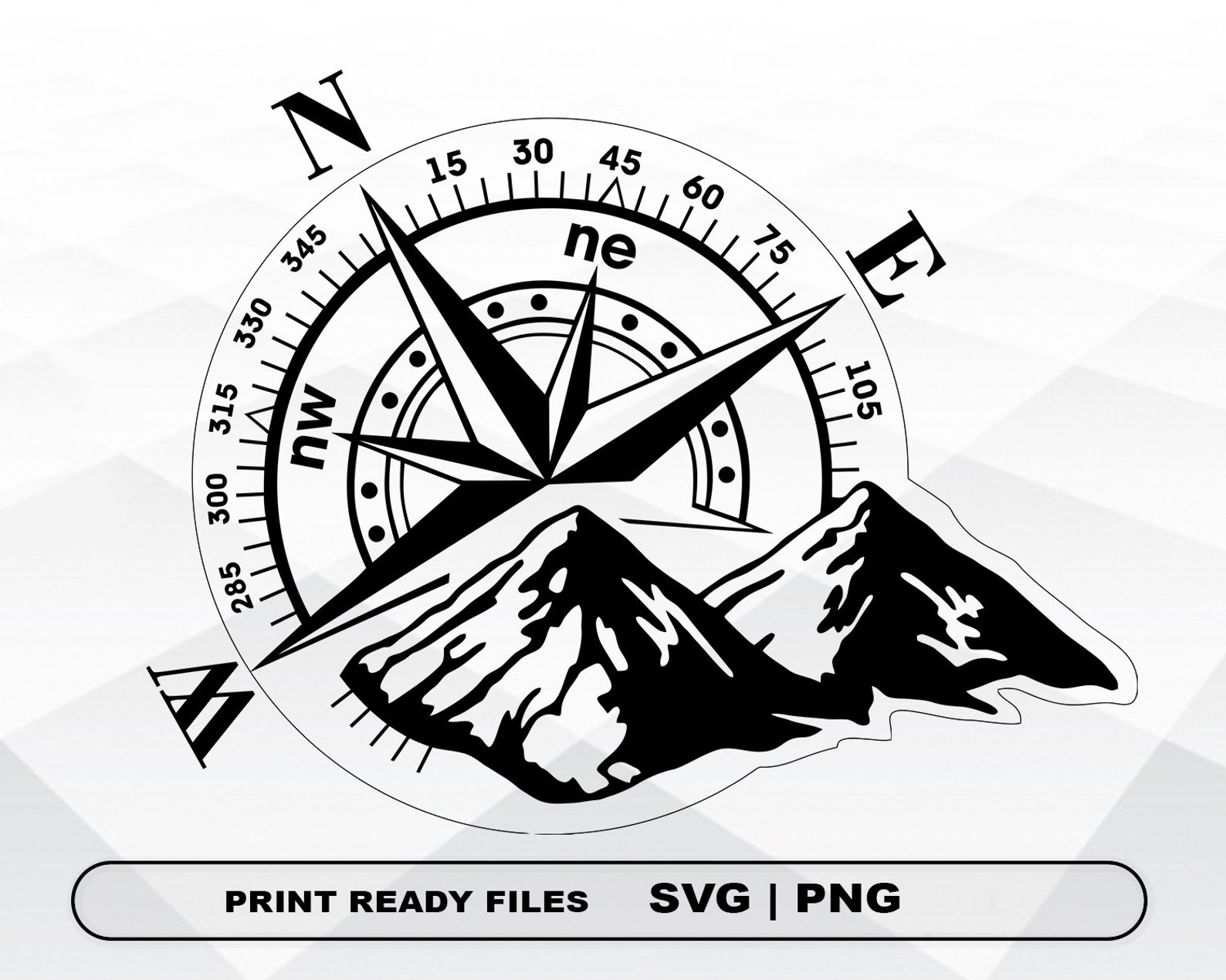 Compass SVG and PNG Files Clipart, Compass Print SVG, Digital Download ...