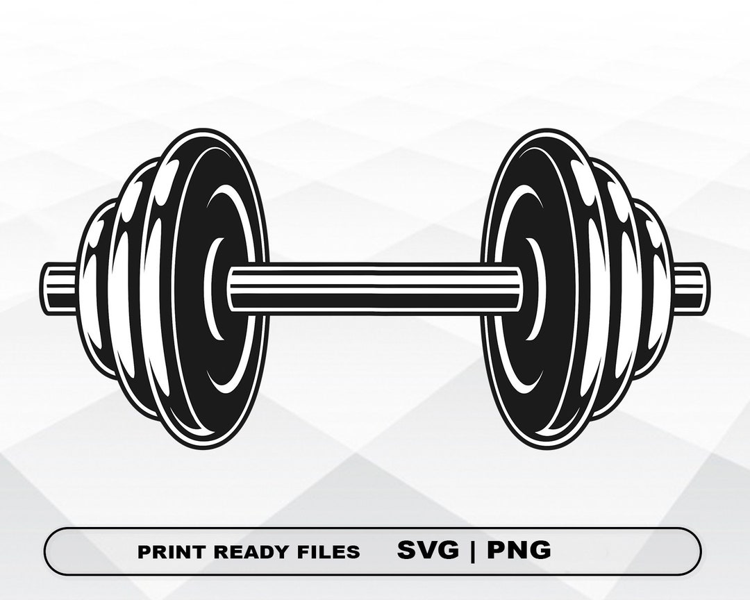 Barbell Dumbbell SVG and PNG Files Clipart, Barbell Print SVG, Digital ...