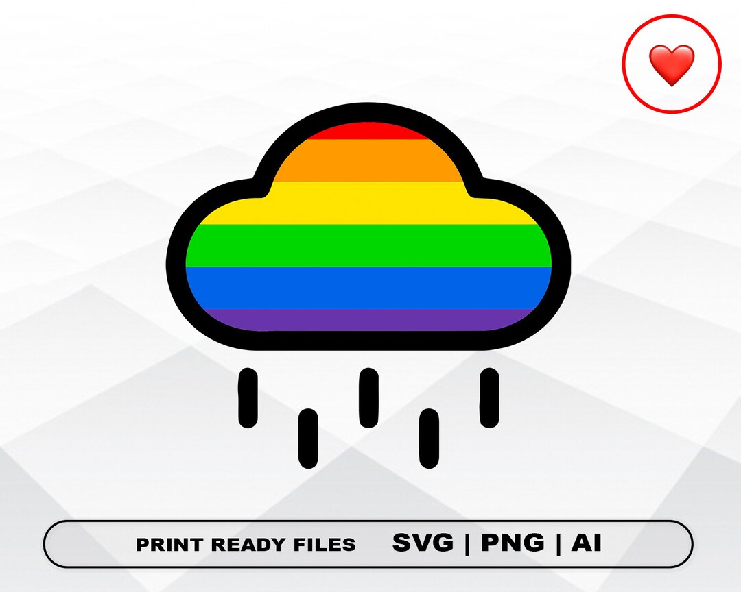 Rain Cloud Print LGBT Rainbow SVG Ai PNG, Bisexual, Transexual, Gay ...