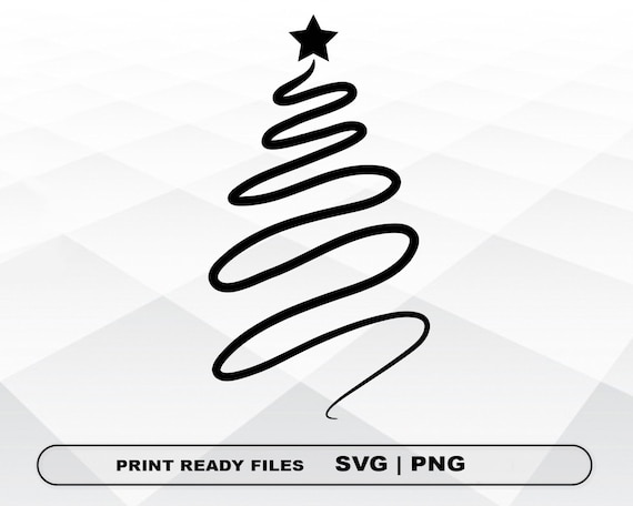 Christmas Tree Line Art SVG and PNG Files Clipart Christmas - Etsy