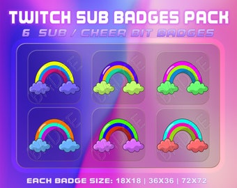 Rainbow Sub Badges | Etsy