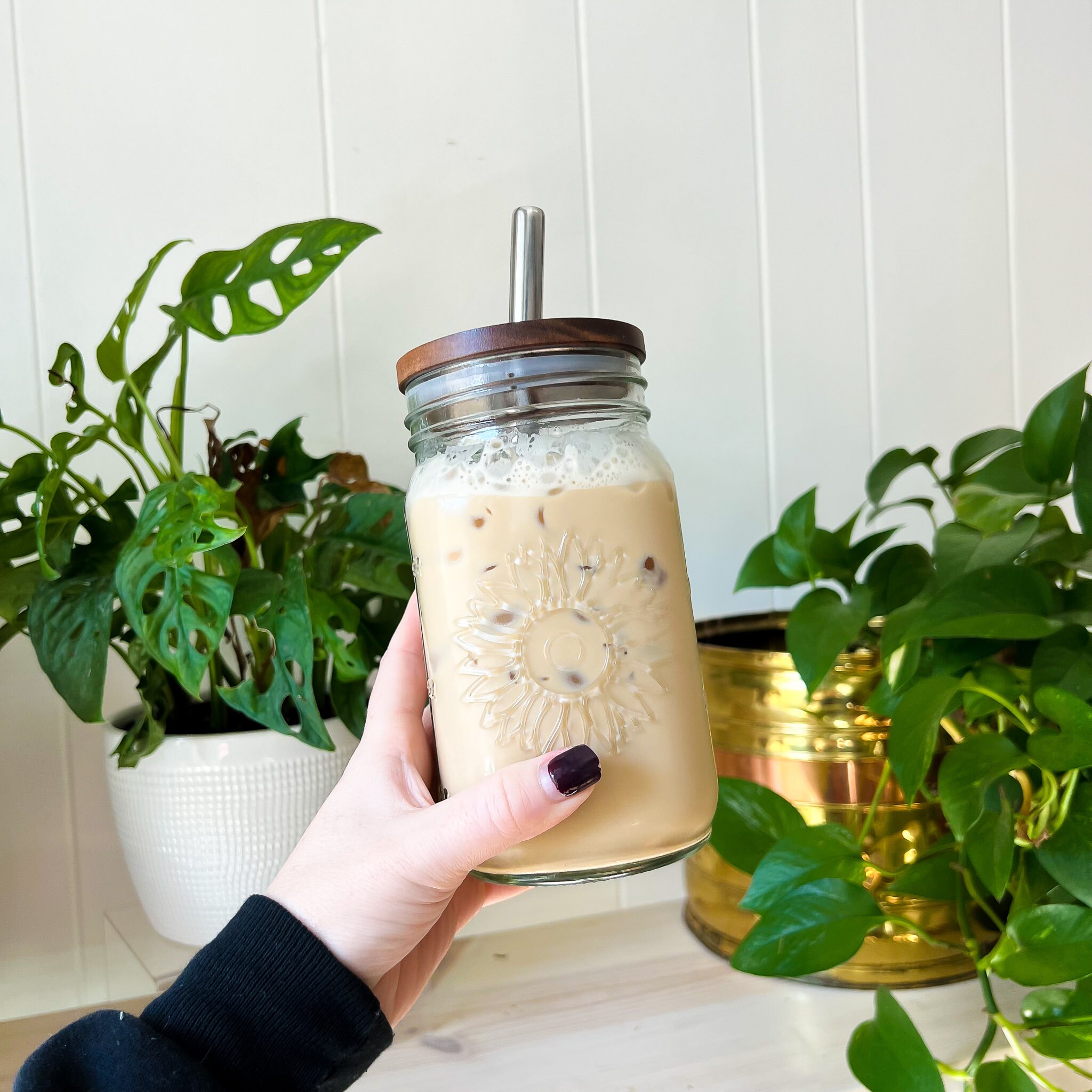 Glass Mason Jar Coffee Cup at Booker Zuniga blog