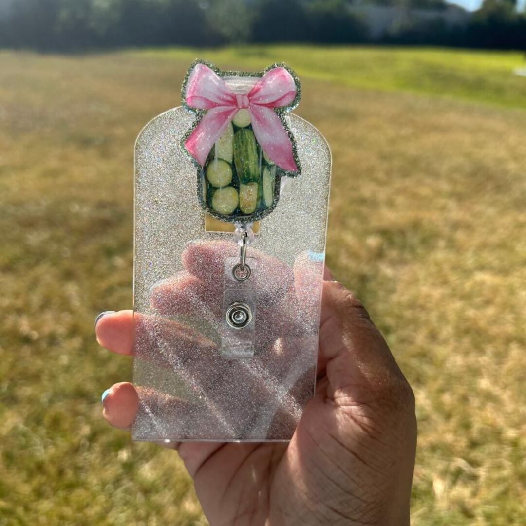 Cute Jar of Pickles Retractable Badge Reel,nurse,office,glitter,medical ...