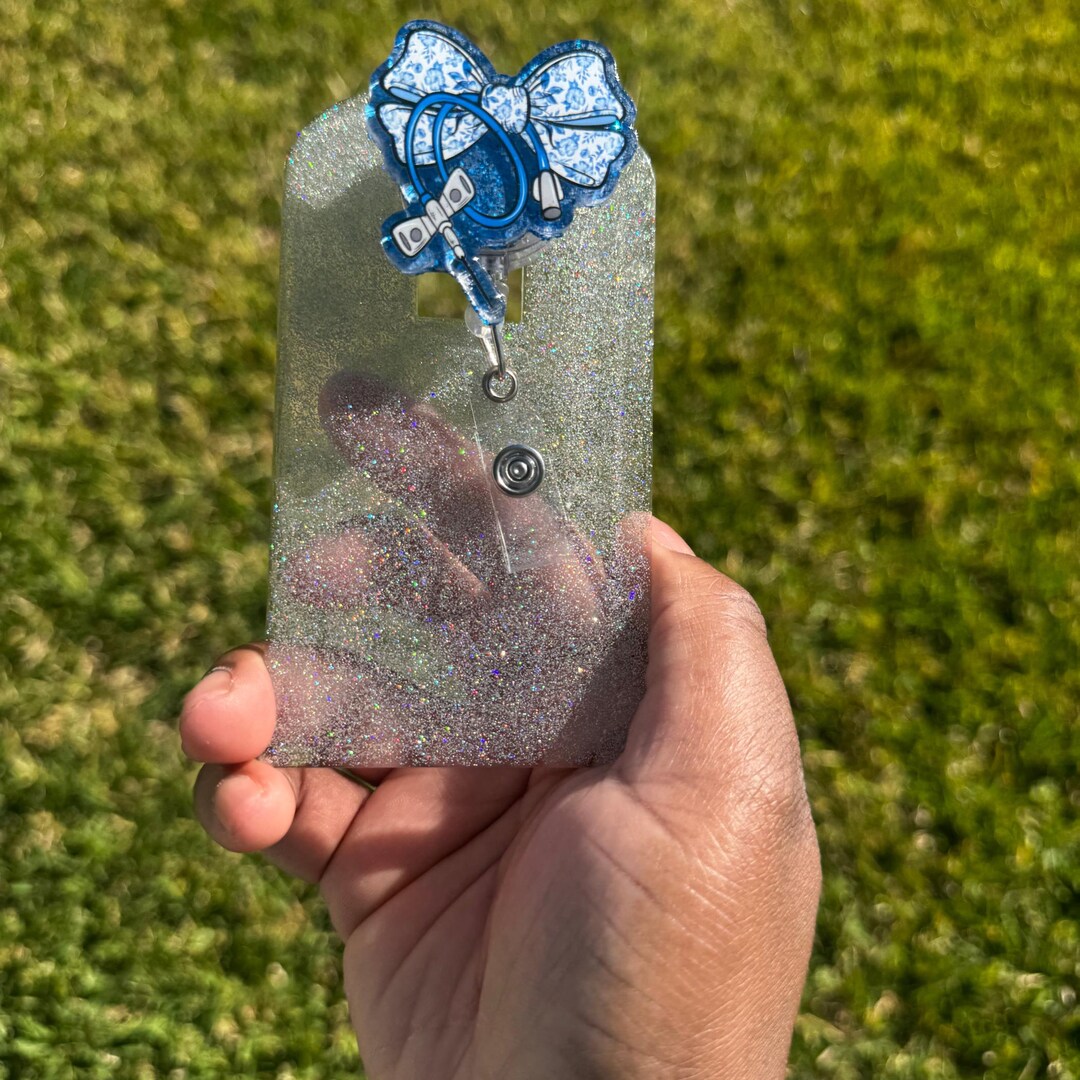 Butterflies and Bow Retractable Badge Reel,nurse,office,glitter,medical ...