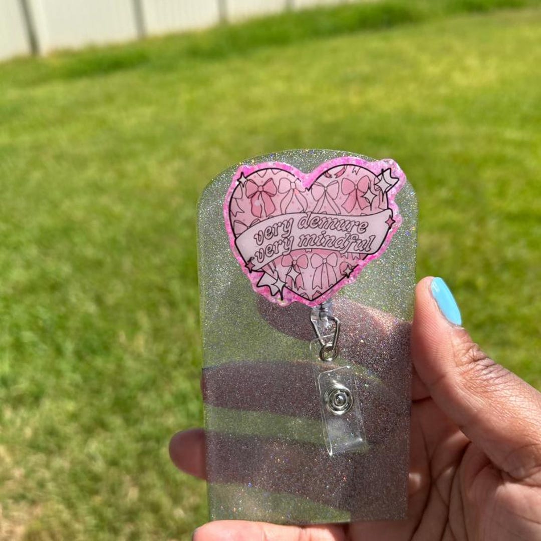 Pink Bows Very Demure, Very Mindful Retractable Badge Reel,nurse,office ...