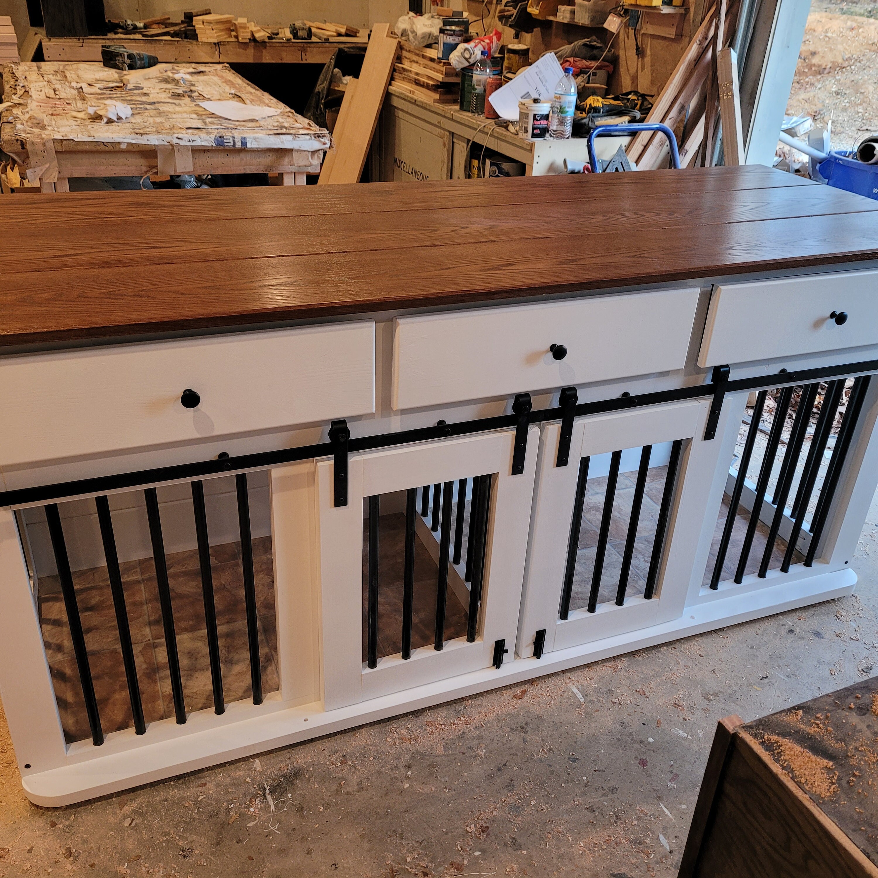 White Double Dog Crate With Linoleum - Etsy