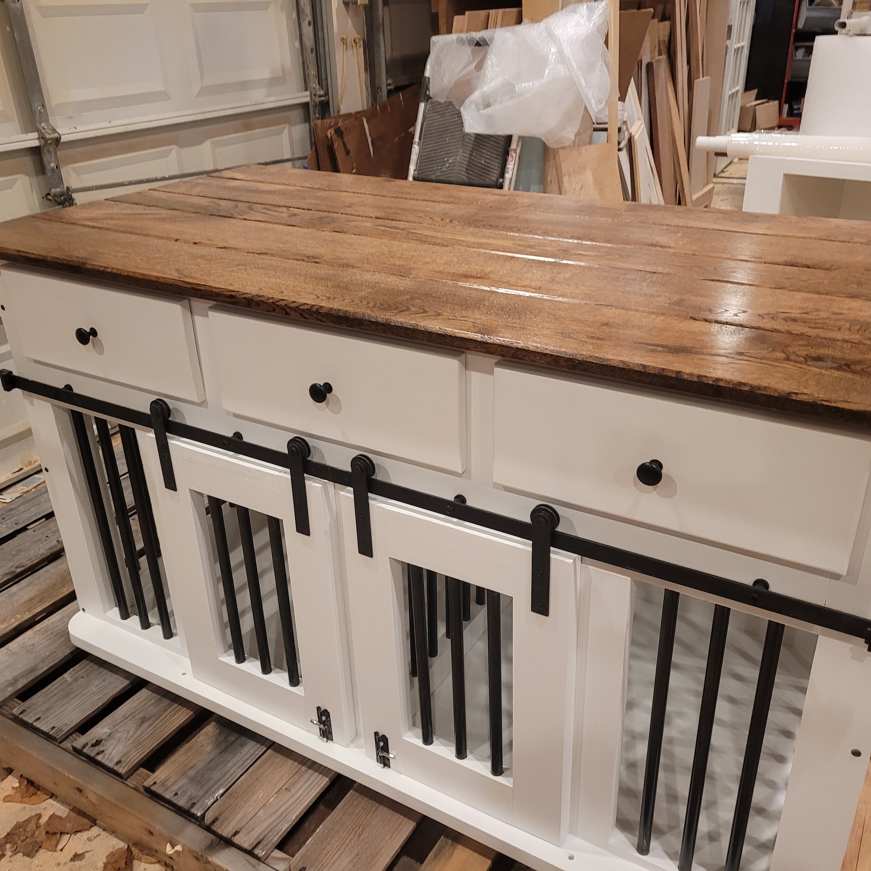 White Double Dog Crate With Linoleum - Etsy