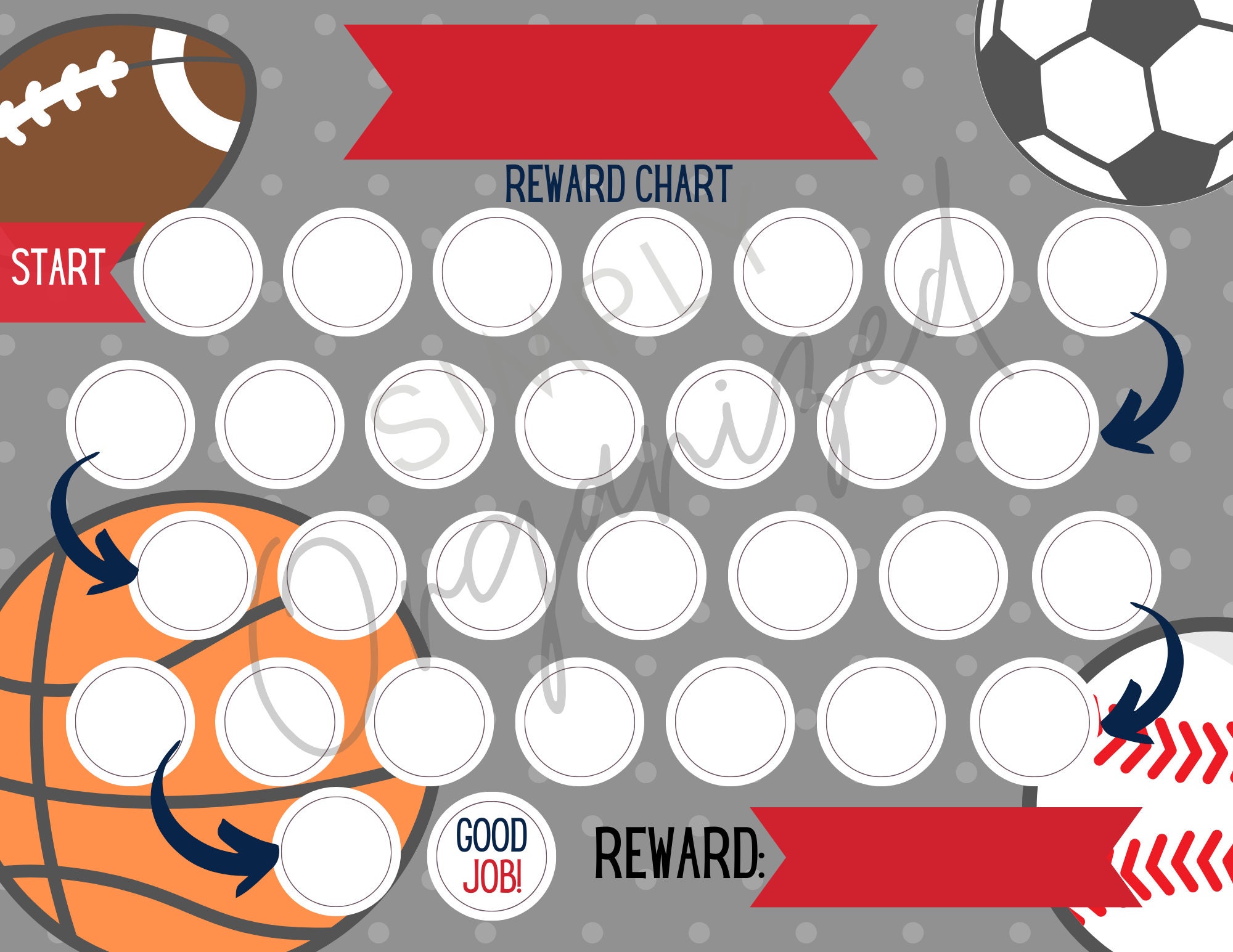 Kids Reward Chart, Personalized Reward Chart, Printables, Printable PDF ...