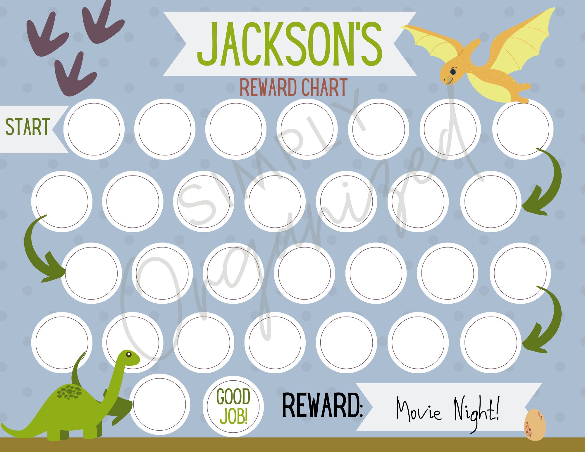 Kids Reward Chart, Personalized Reward Chart, Printables, Printable PDF ...
