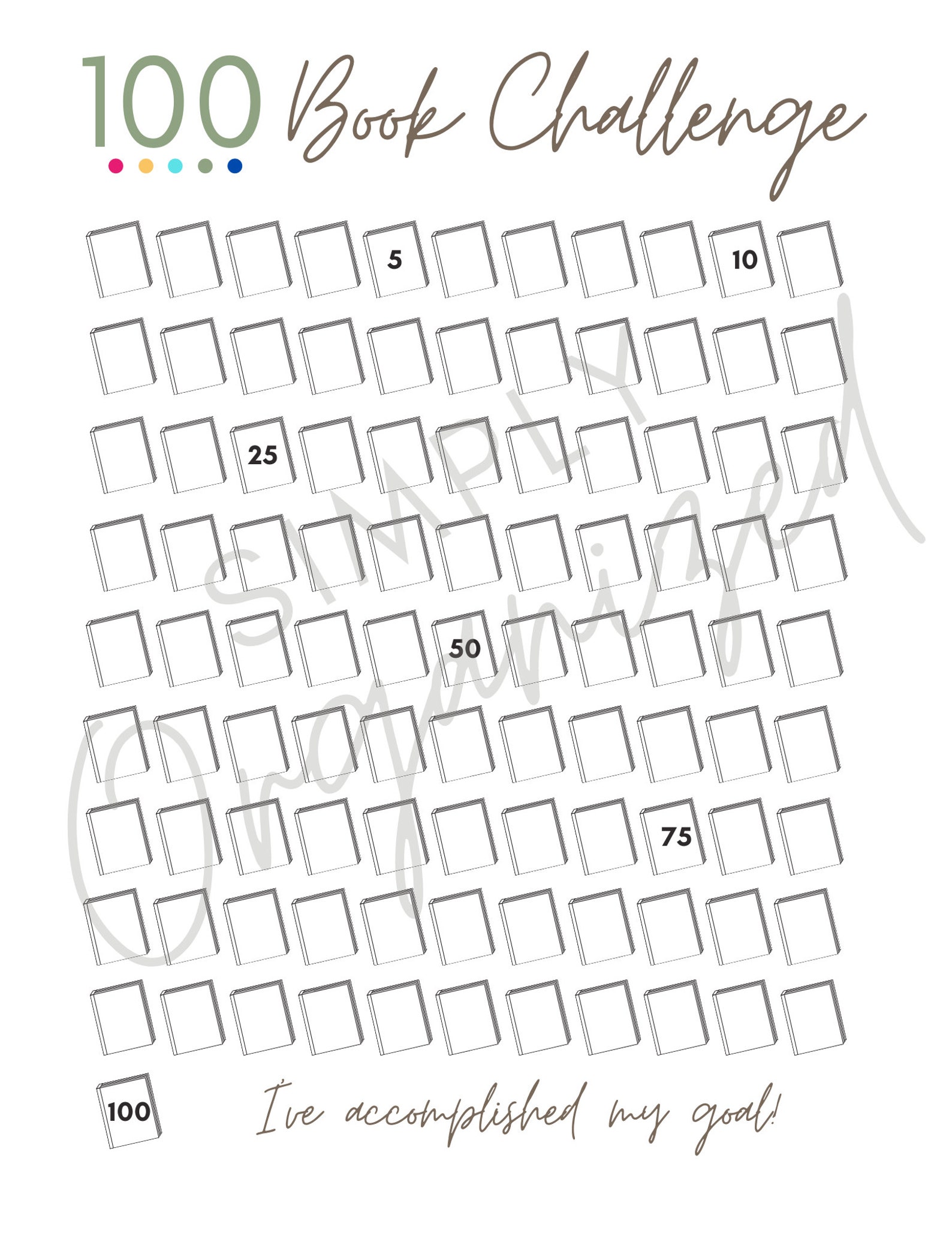 100 Book Challenge, Printable PDF, Book Tracker, Reading Tracker - Etsy