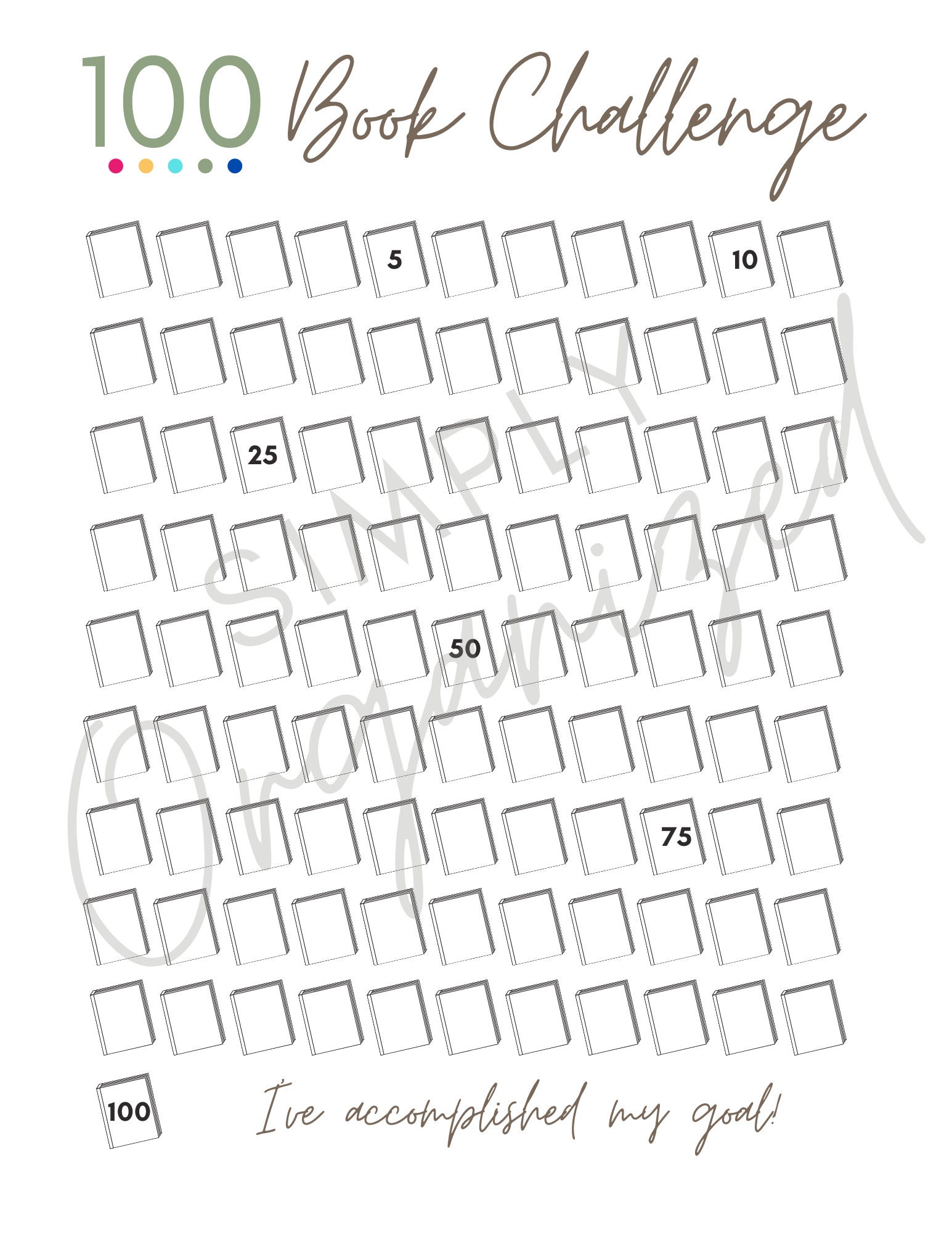 100 Book Challenge, Printable PDF, Book Tracker, Reading Tracker - Etsy
