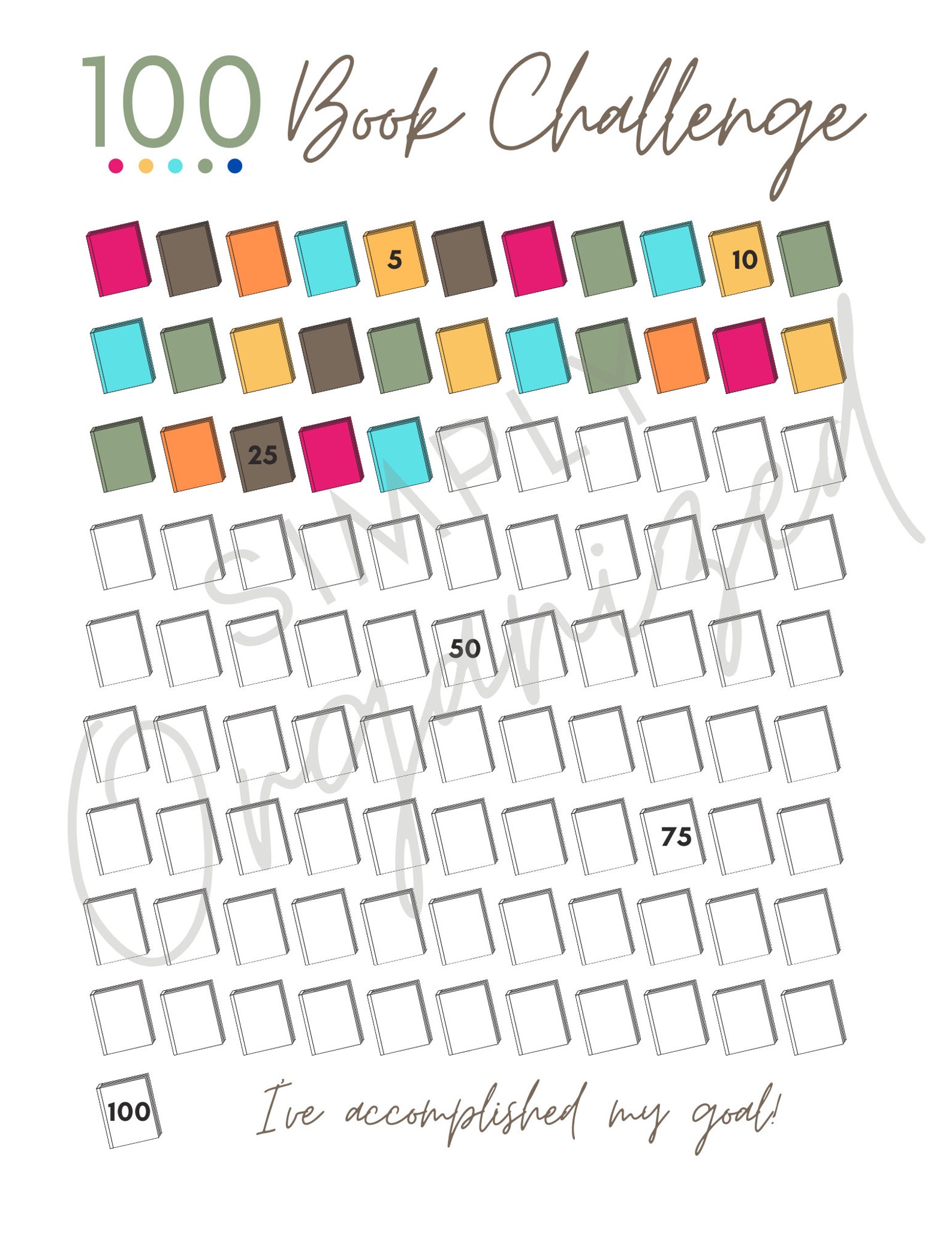 100 Book Challenge, Printable PDF, Book Tracker, Reading Tracker - Etsy