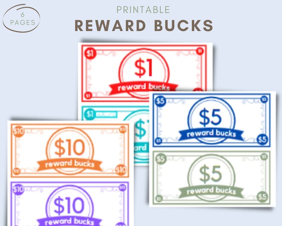 Kids Reward Reward Bucks Reward Dollars Reward Money - Etsy