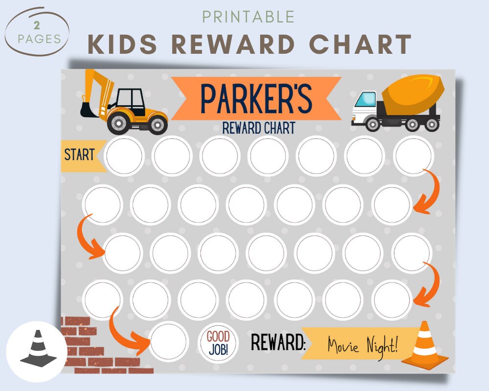 Kids Reward Chart, Personalized Reward Chart, Printables, Printable PDF ...