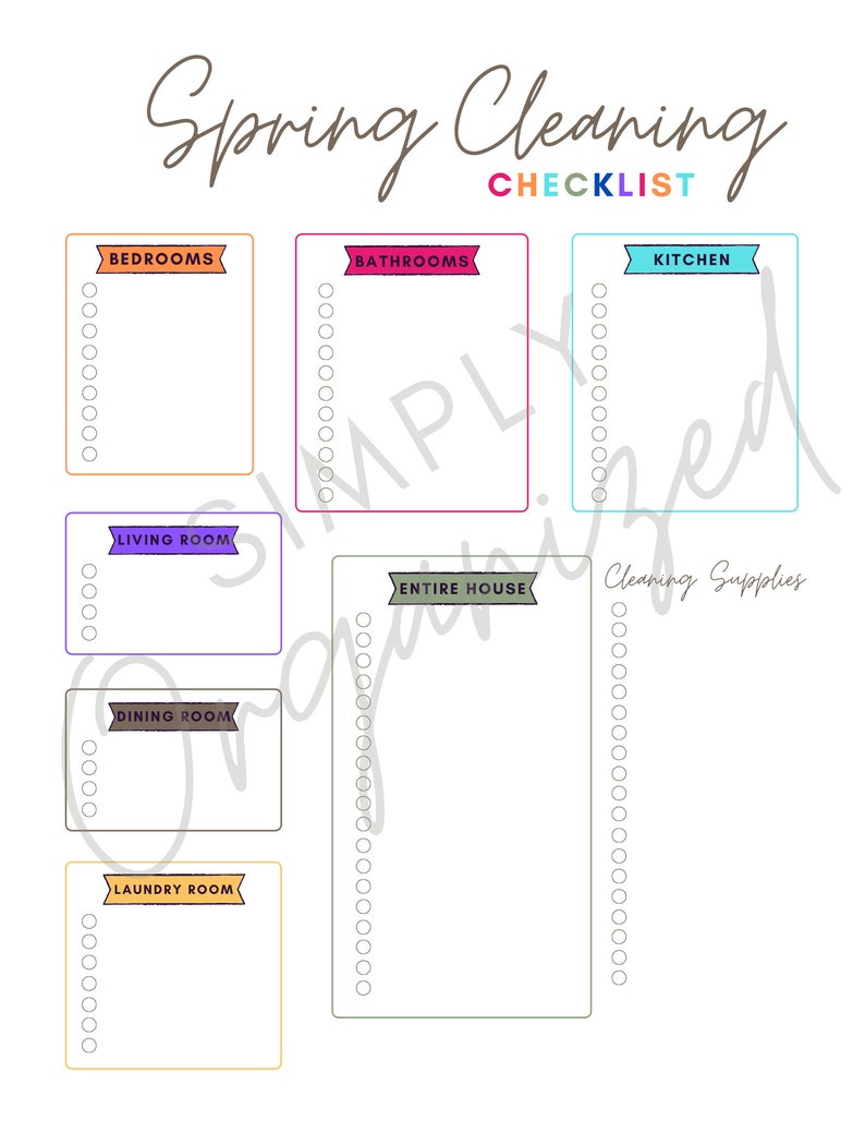 Spring Cleaning Checklist, Cleaning, Organize, Spring Cleaning Chart ...