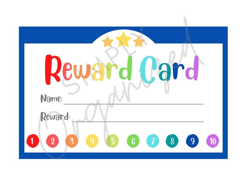 Kids Reward, Reward Card, Incentive Cards, Printables, Printable PDF ...